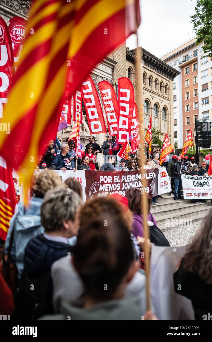 Demonstration called by the unions UGT and CCOO during May 1, Workers ...