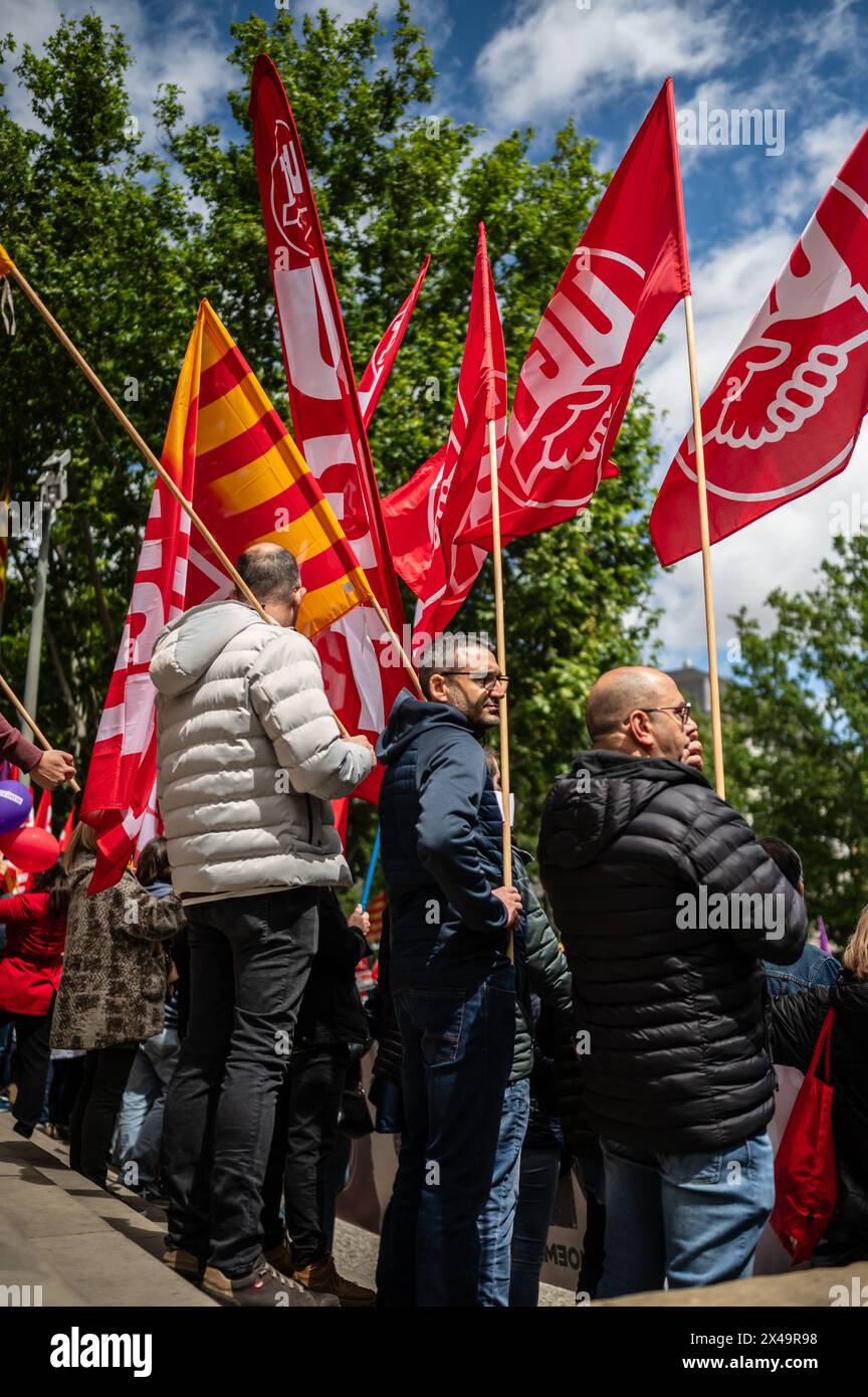 Demonstration called by the unions UGT and CCOO during May 1, Workers ...