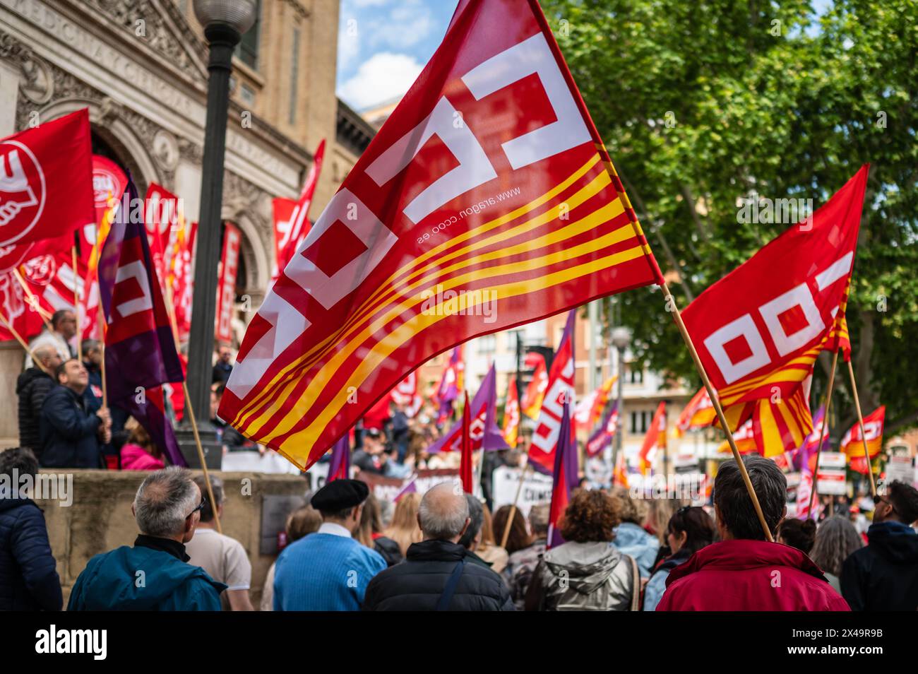 Demonstration called by the unions UGT and CCOO during May 1, Workers ...