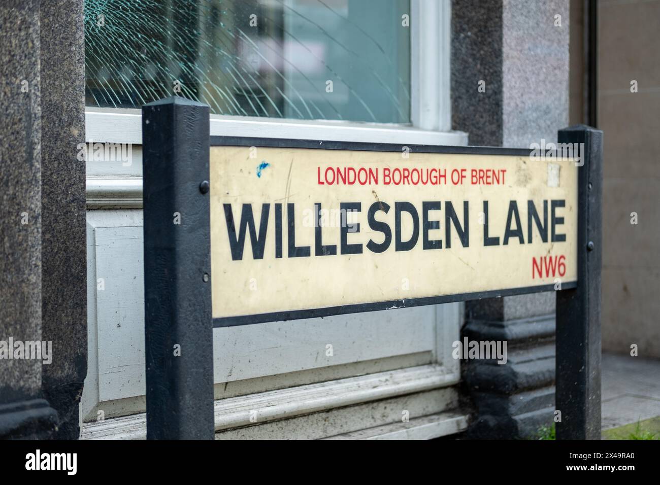 LONDON- APRIL 4th, 2024: Street sign for Willesden off Kilburn High ...