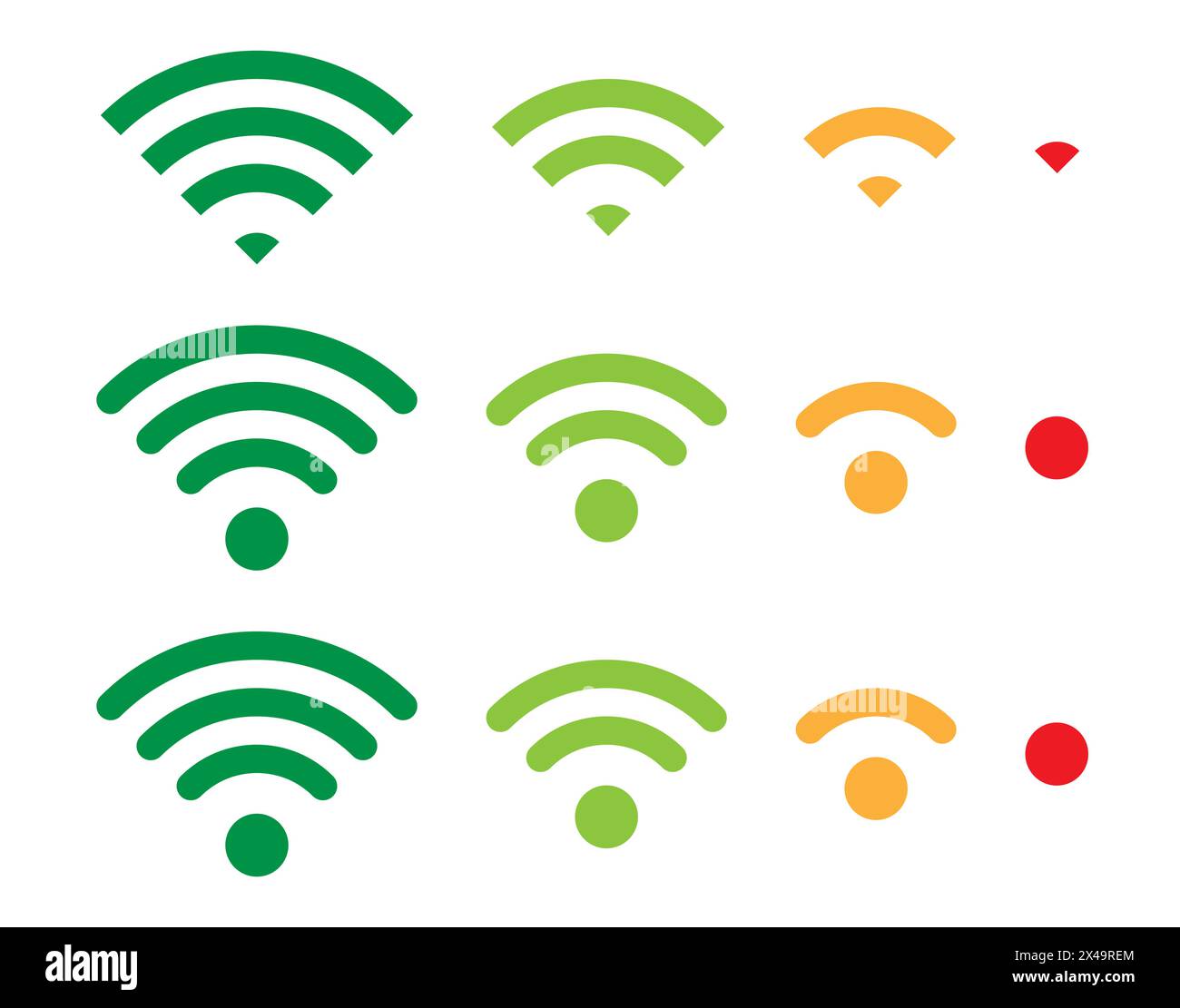 Set of vector Wi-Fi icon for communication, telecommunication. Communication wireless signal ...