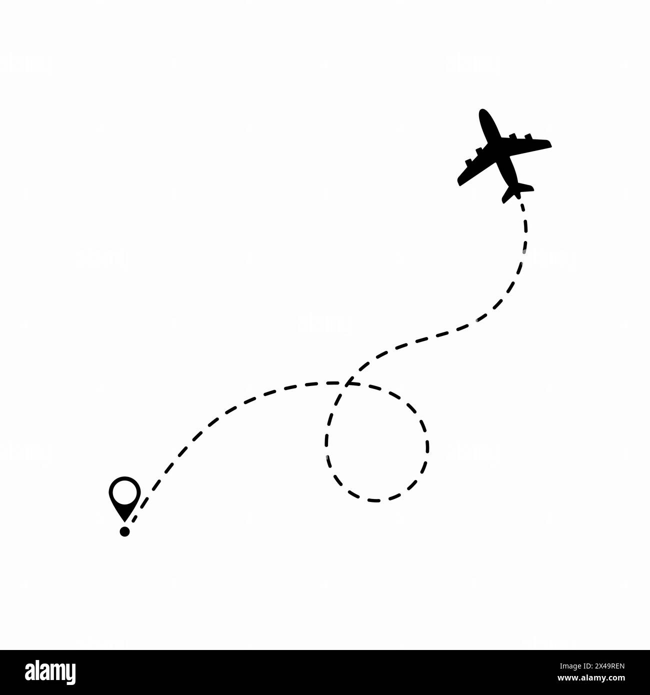 Travel concept. Dotted path airplane. Aircraft tracking. Airplane route ...