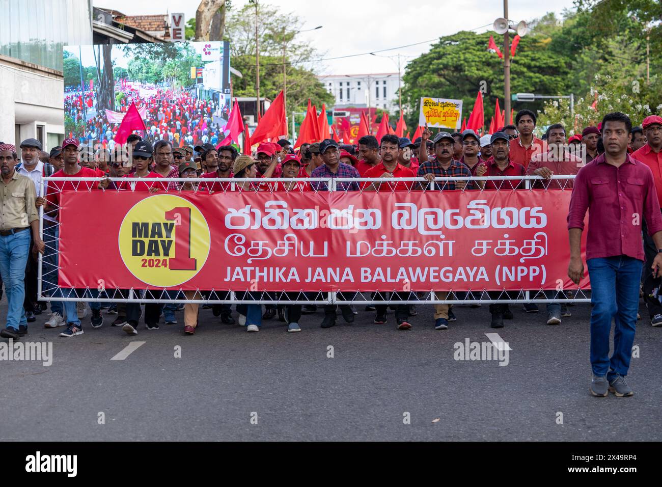 Sri Lanka. 1st May, 2024. Activists and supporters of the (NPP) take ...