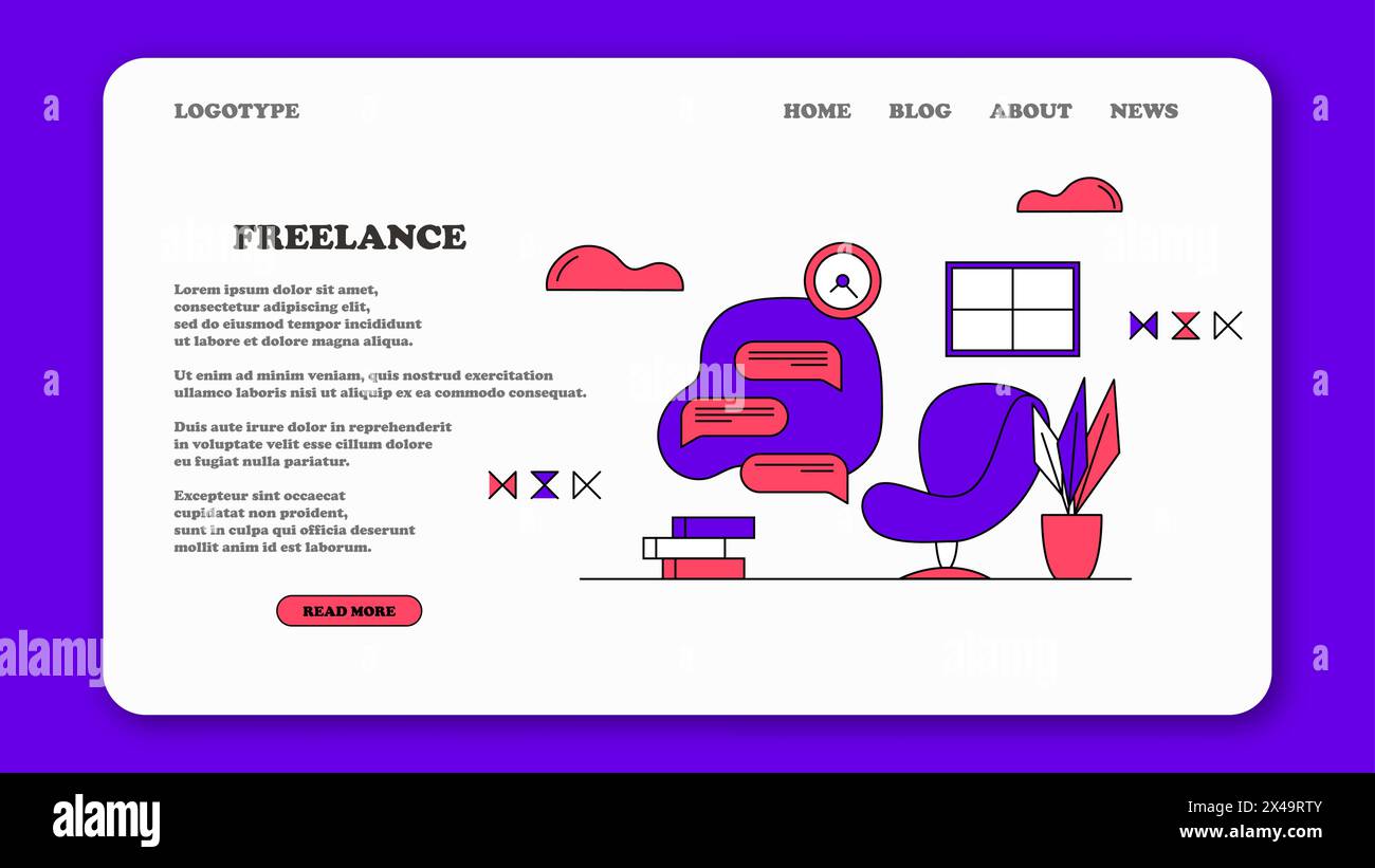 Landing page about freelancing. Freelancers organization concept ...