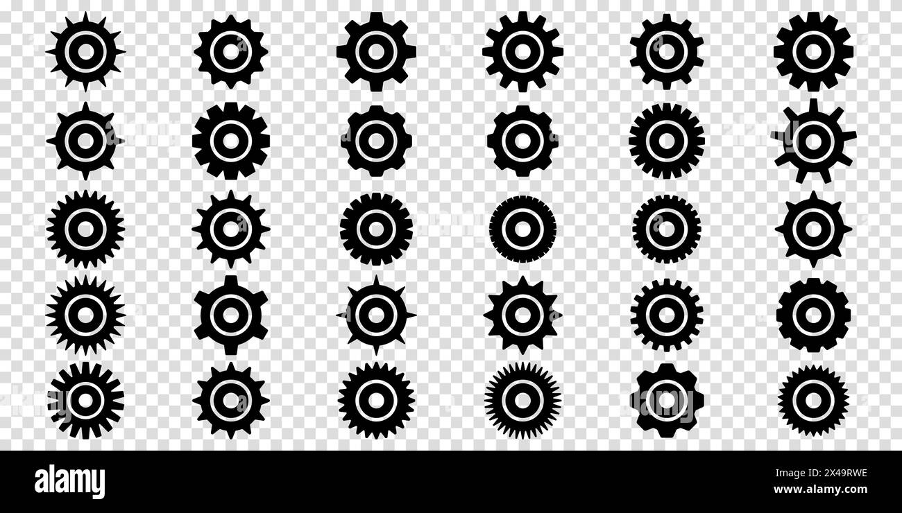 Collection of mechanical cogwheels. Gears icon set. Setting gears icon ...