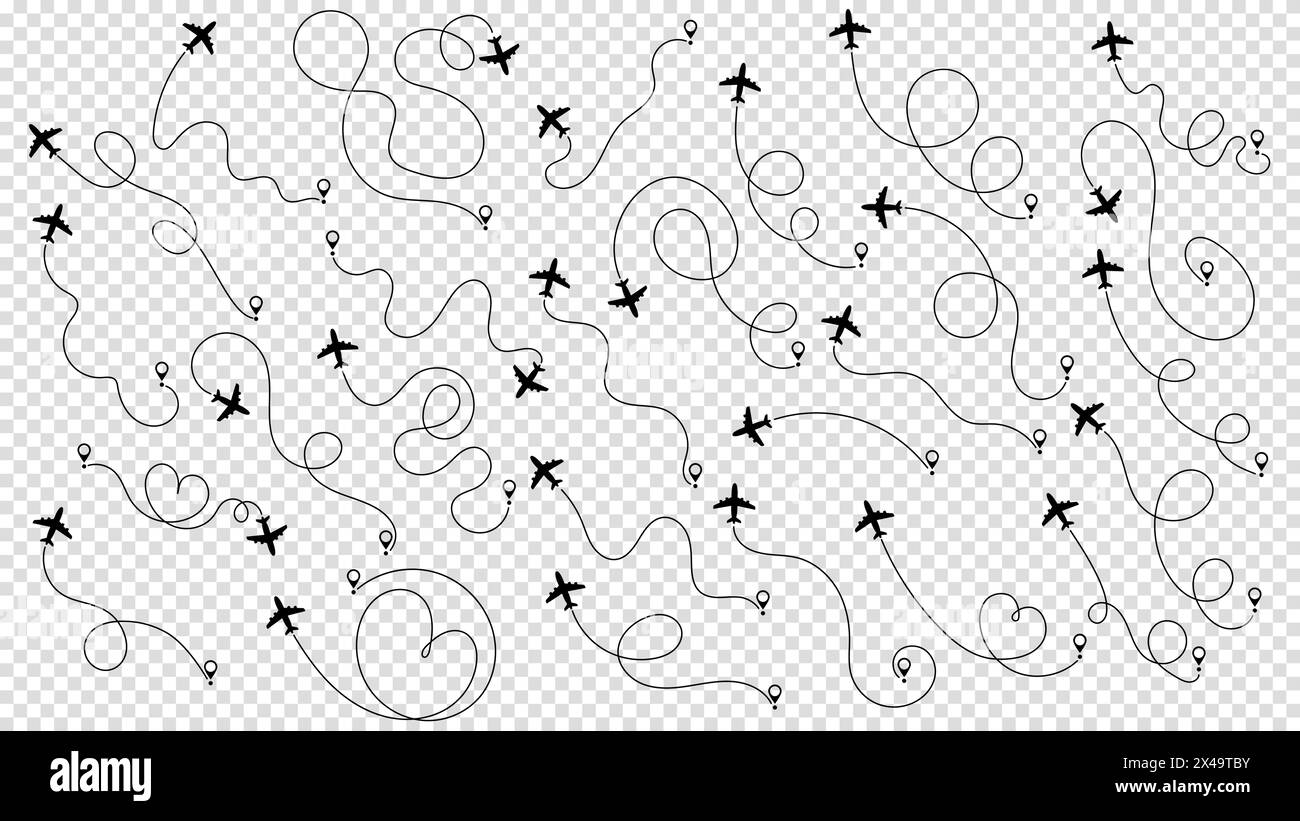 Travel concept from start point and dotted line tracing. Airplane or ...