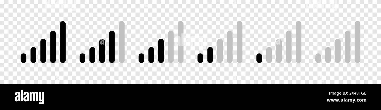 Set of communication signal strength icons. Cellular reception symbols ...