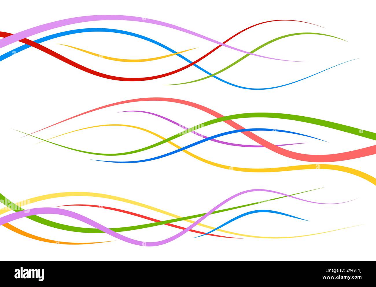 Set of abstract color curved lines. Wave design element. Vector ...