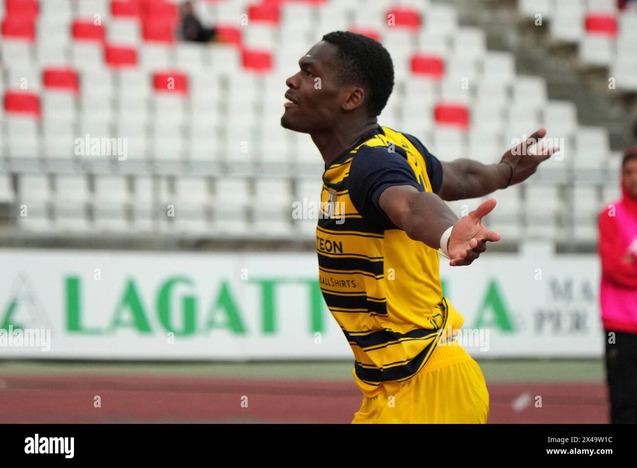 Bari, Italy. 01st May, 2024. Ange-Yoan Bonny of Parma Calcio celebrates ...
