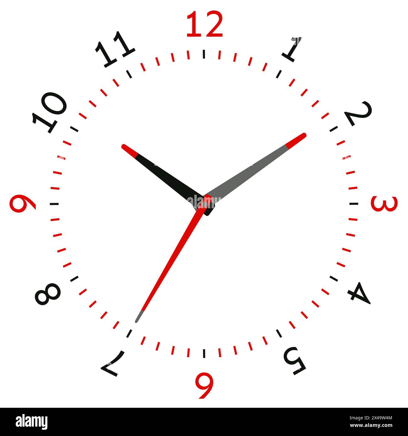 Vector illustration of mechanical clock. Clock face on white background ...
