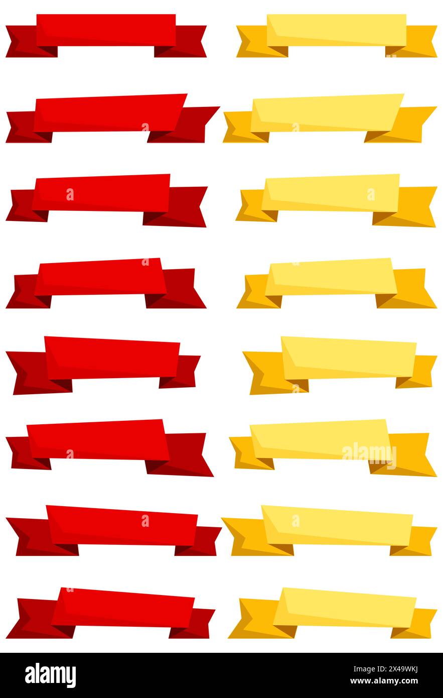 Set of red and yellow cartoon ribbons and banners for web design. Great ...