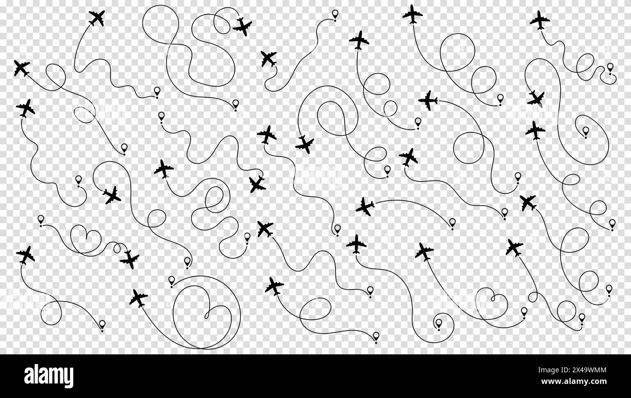 Travel concept from start point and dotted line tracing. Airplane or ...