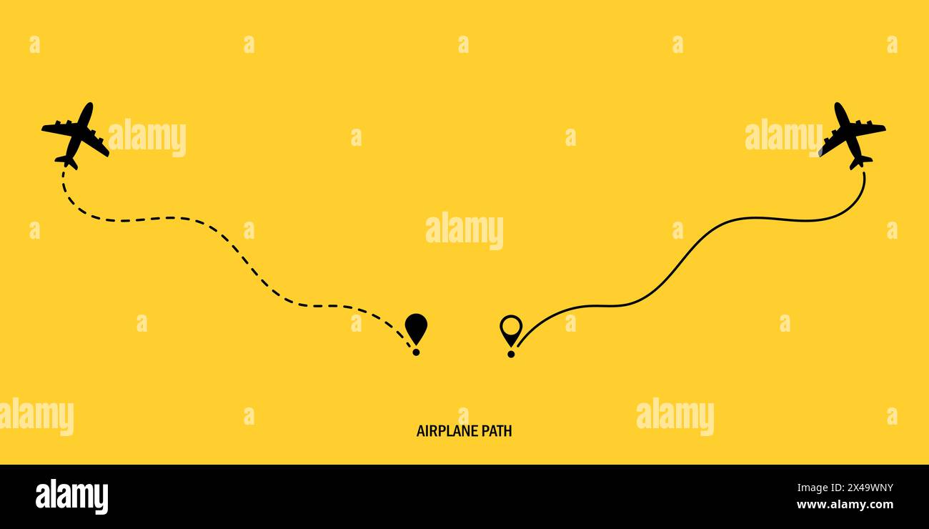 Travel concept. Dotted path airplane. Aircraft tracking. Airplane route ...