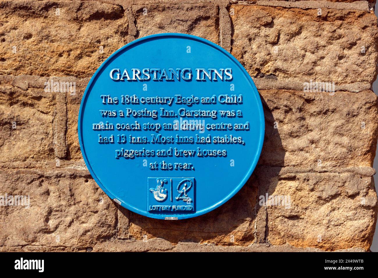 Eagle and Child blue plaque. High Street, Garstang Stock Photo - Alamy