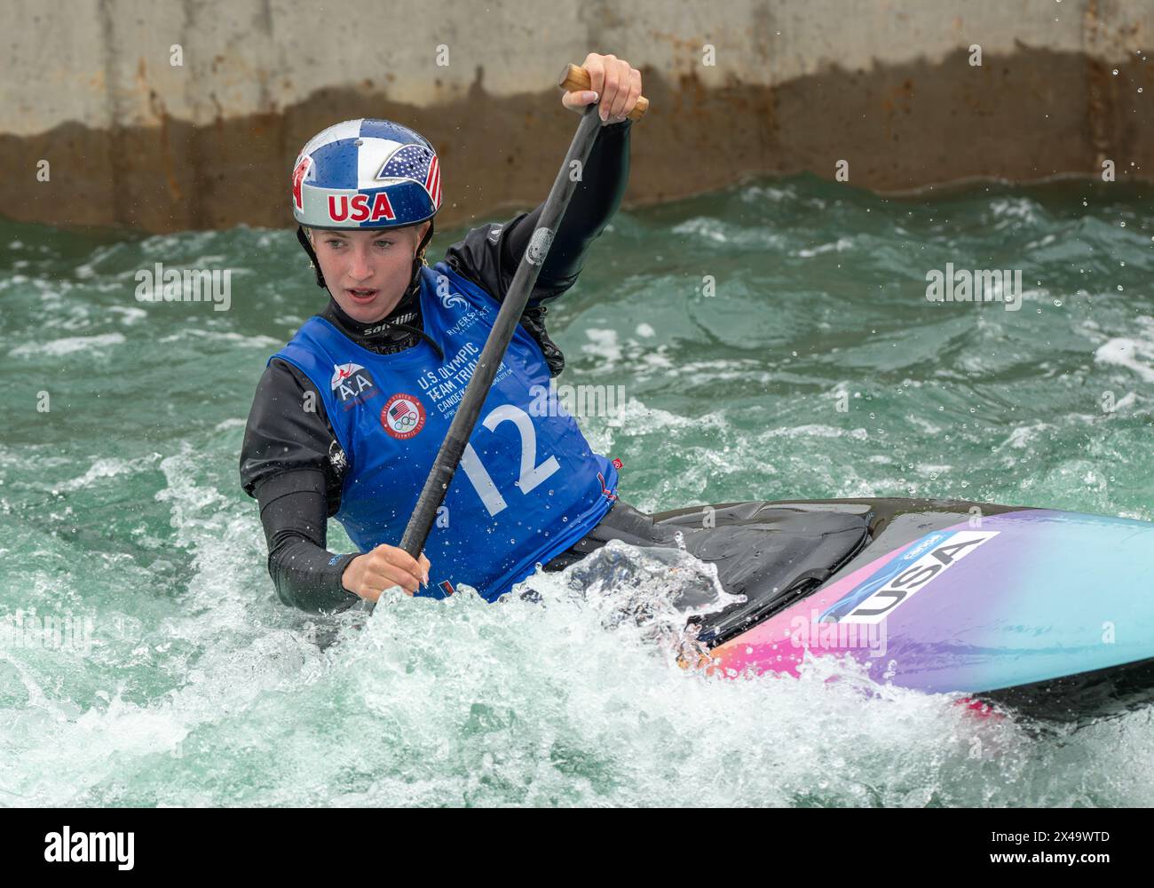 April 26, 2024: Evy Leibfarth (12) during US Olympic Womens Kayak Team ...