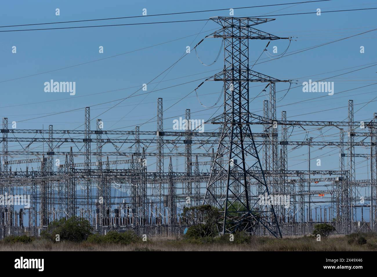 Hopefield, Western Cape, South Africa. 16. 04. 2024. Electrical power ...