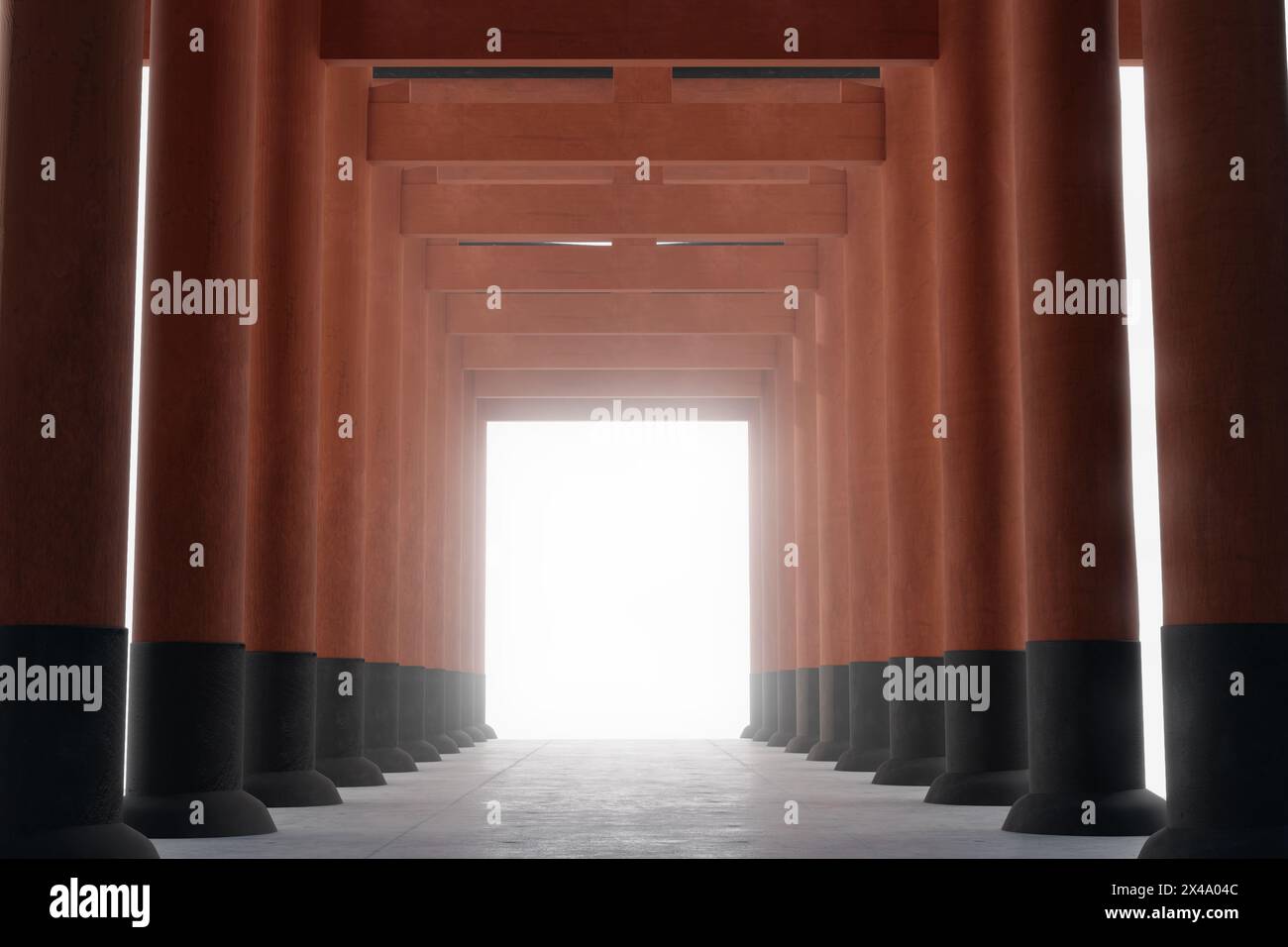Torii Gates With Bright Light At The End Stock Photo - Alamy