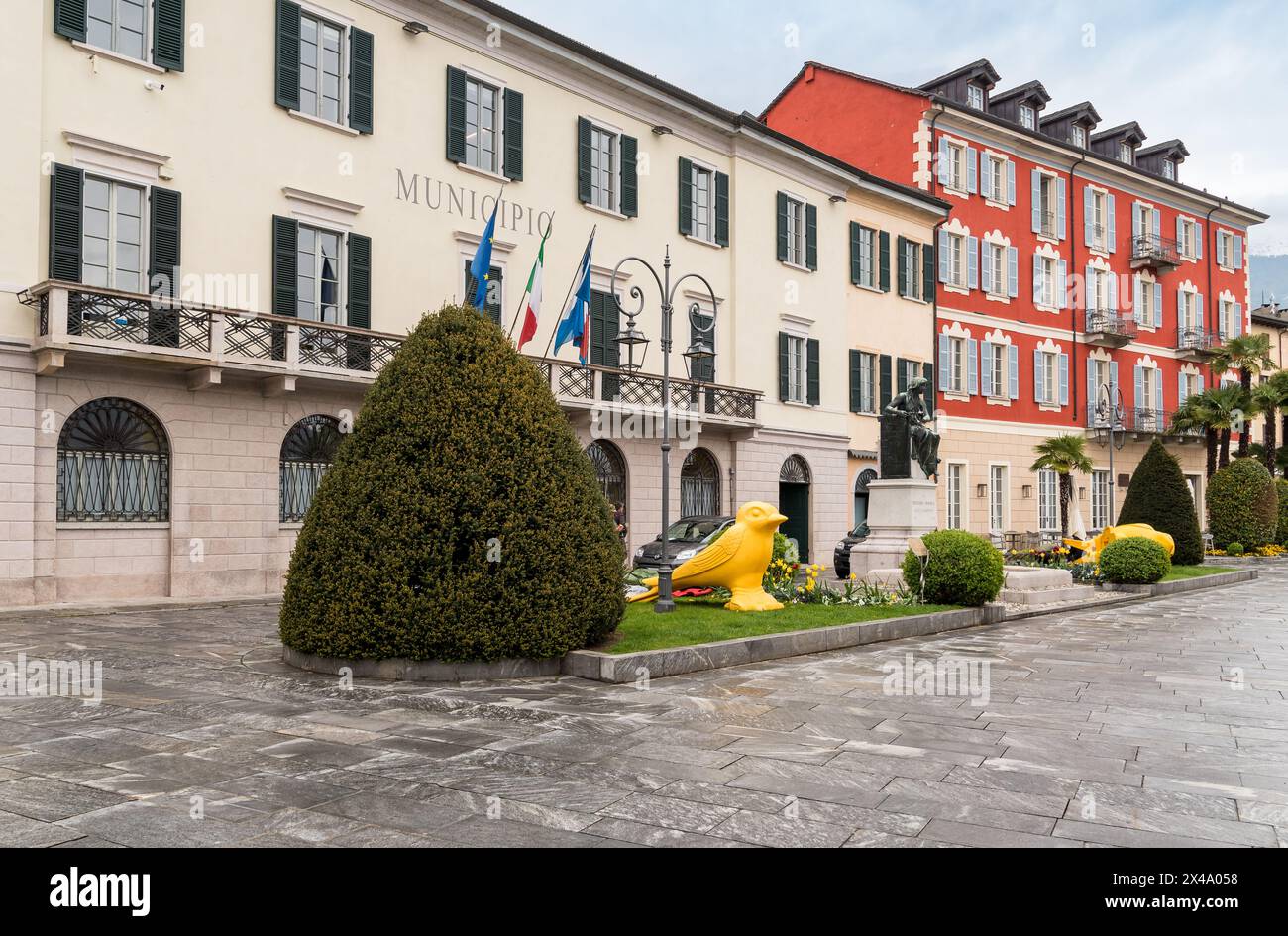 Cannobio, Piedmont, Italy - April 26, 2024: The Town Hall palace on the ...
