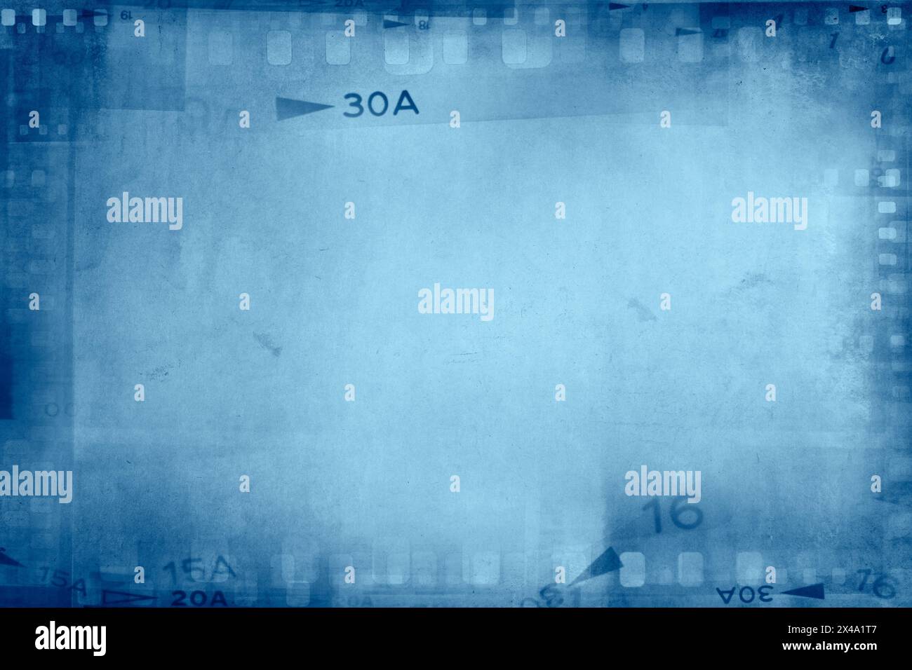 Film negatives frames blue background Stock Photo - Alamy