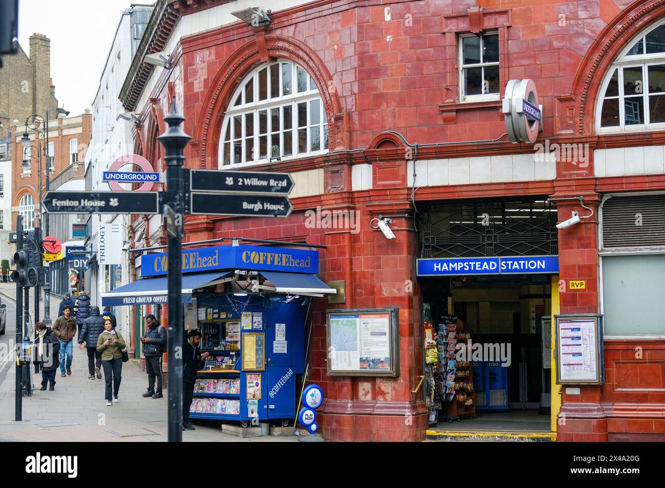 LONDON- APRIL 22, 2024: Hampstead Station on the high street- an ...