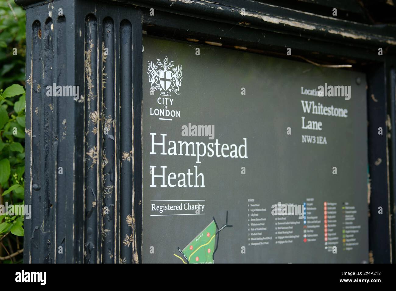 LONDON- APRIL 22, 2024: Sign for Hampstead Heath- large and historic ...