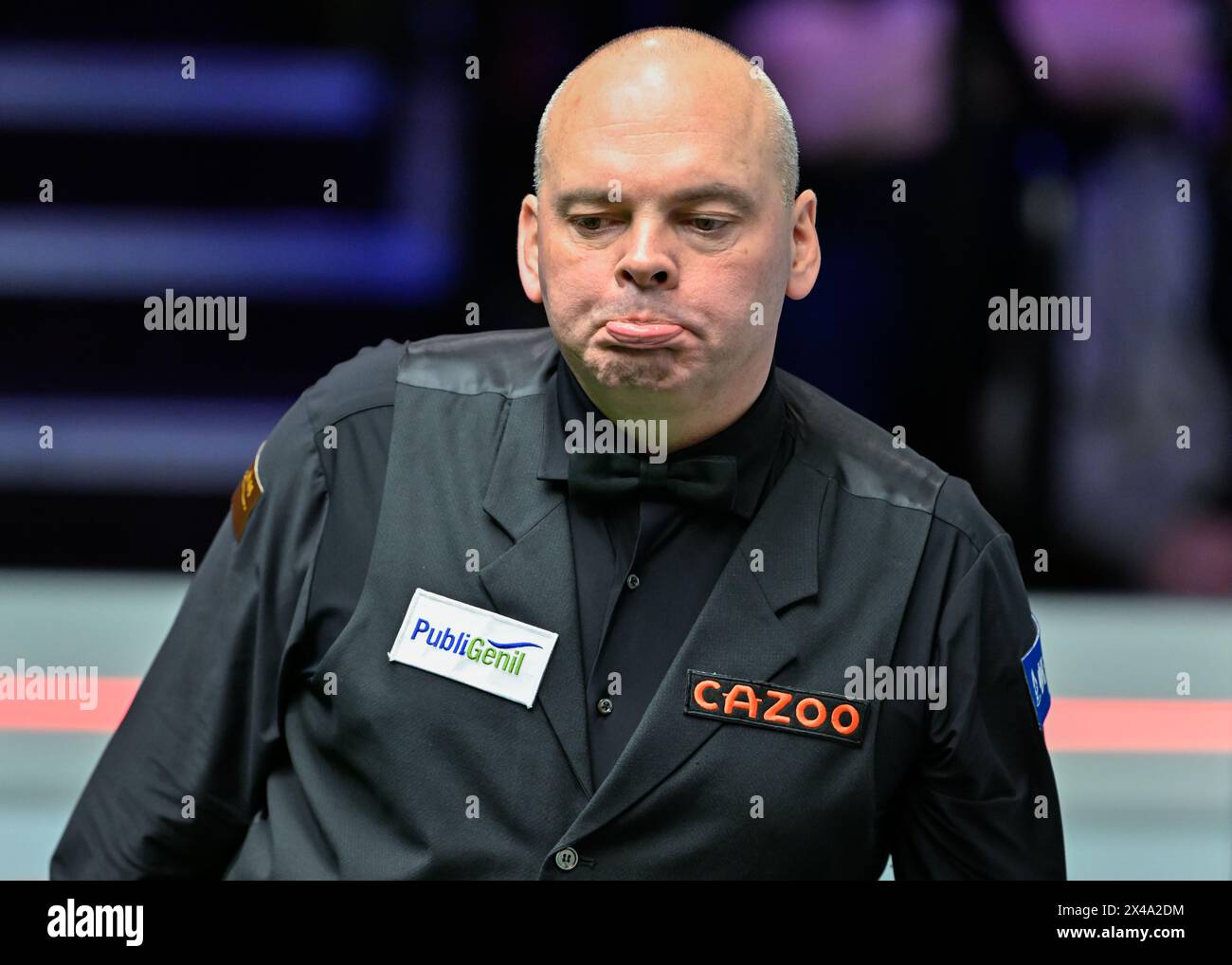 Stuart Bingham reacts, during the Cazoo World Championships 2024 at ...
