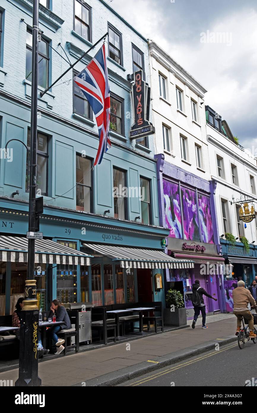 Quo Vadis private dining club restaurant sign view of Dean Street in ...