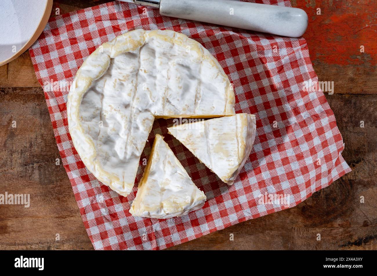 French soft Camembert cheese, original Camembert de Normandie, close up ...