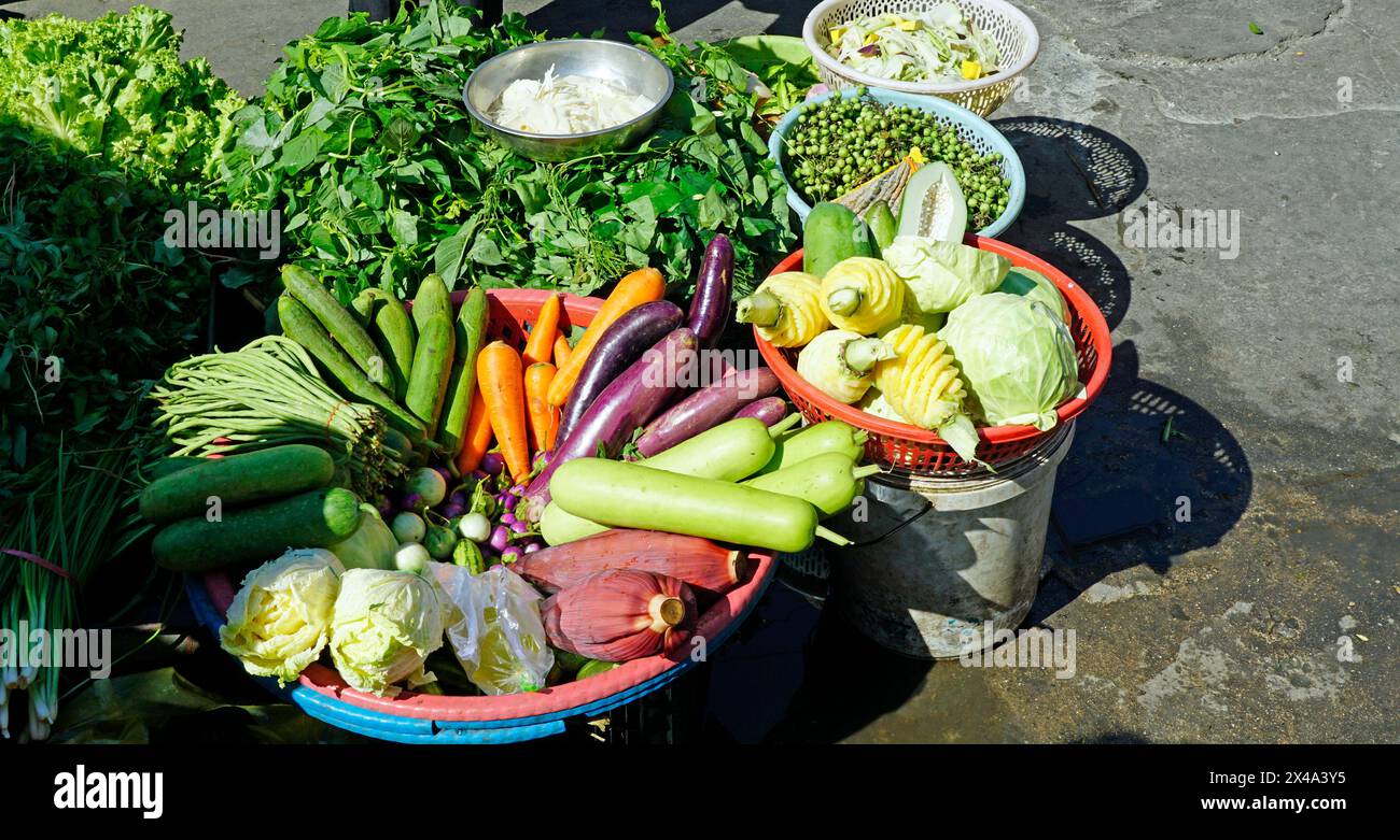 fresh vegetables from food market in phnom penh in cambodia Stock Photo ...