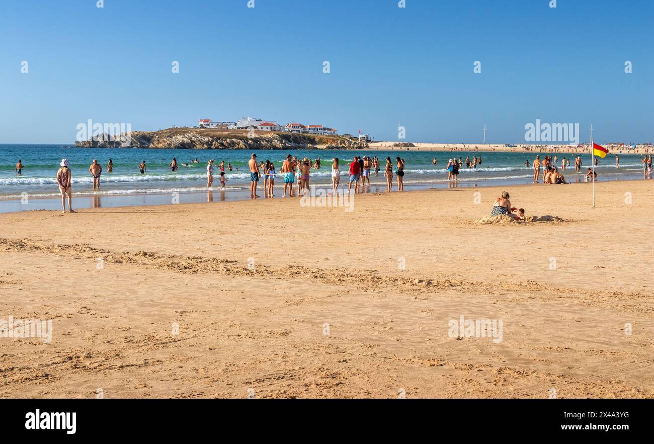 Baleal, Portugal - August 9, 2023: People enjoying the beach and sea at ...