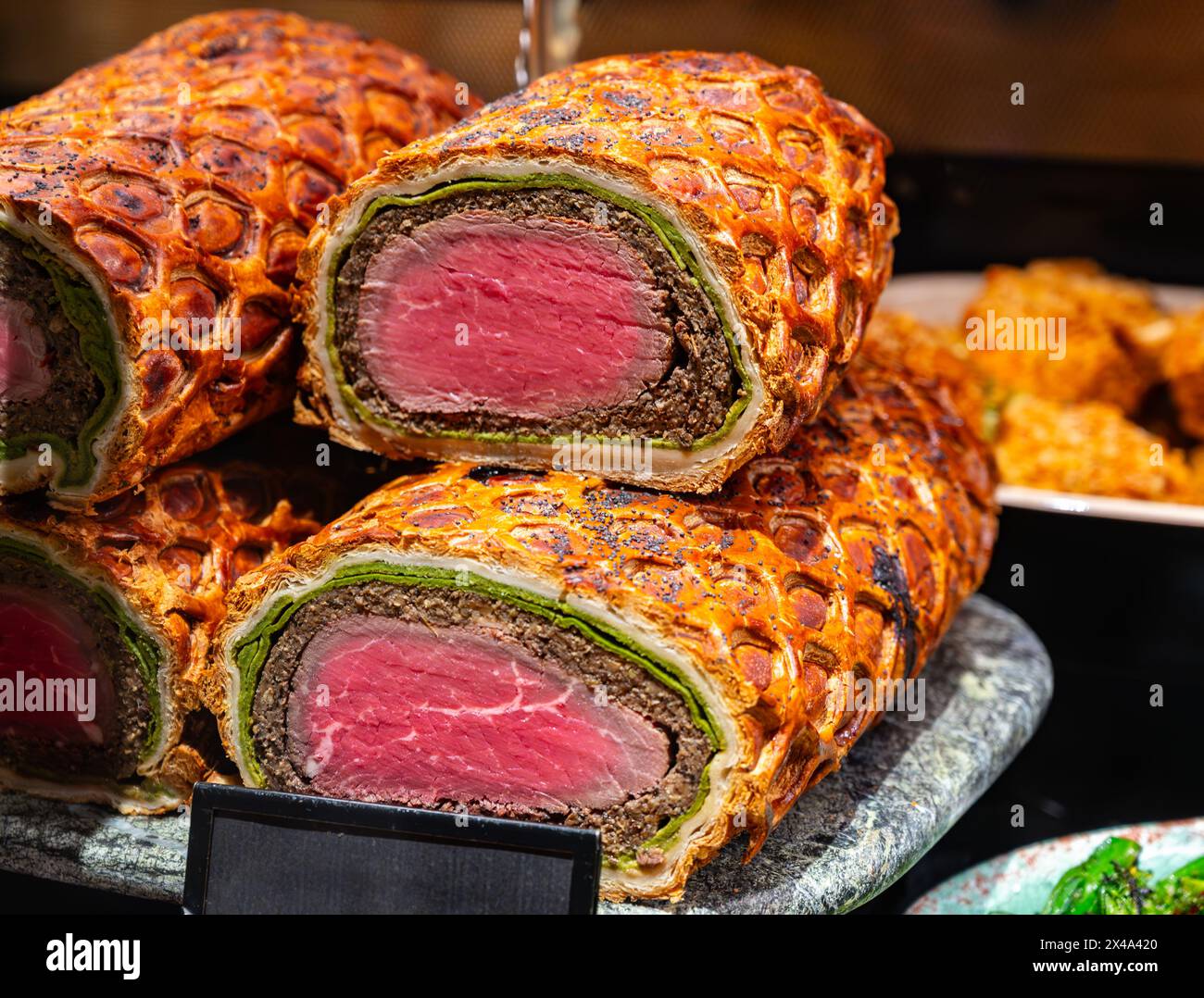 Real British beef Wellington, steak meat dish made out of fillet steak ...
