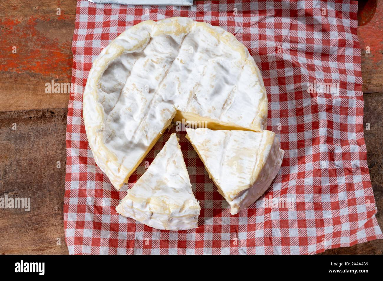 French soft Camembert cheese, original Camembert de Normandie, close up ...