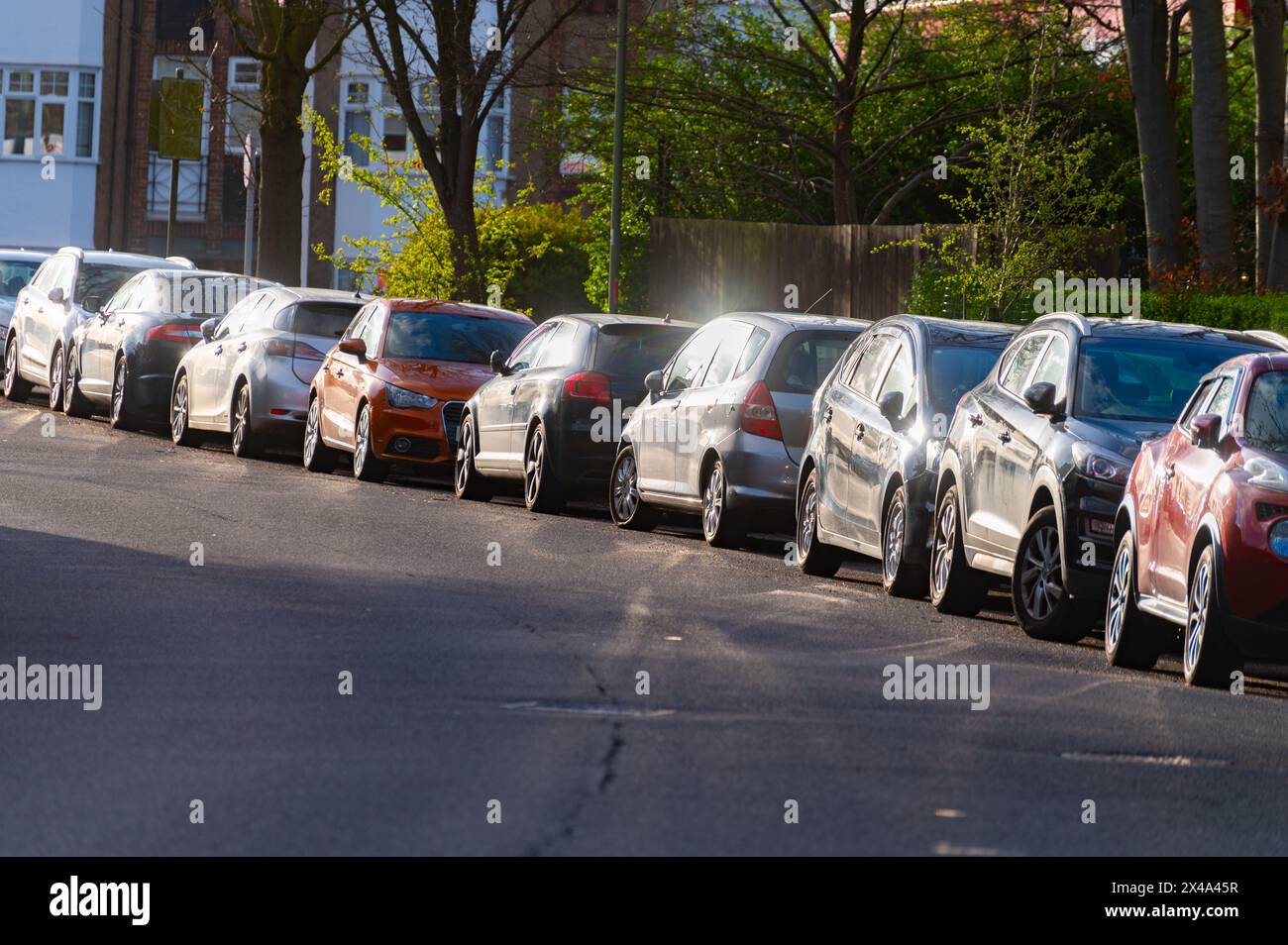 Transportation in London city, driving car and street parking, roads ...