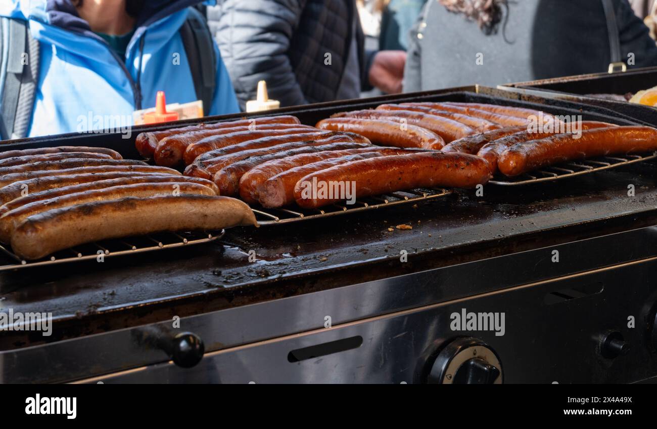 German street food on Portobello road Saturday food market, London, Uk ...