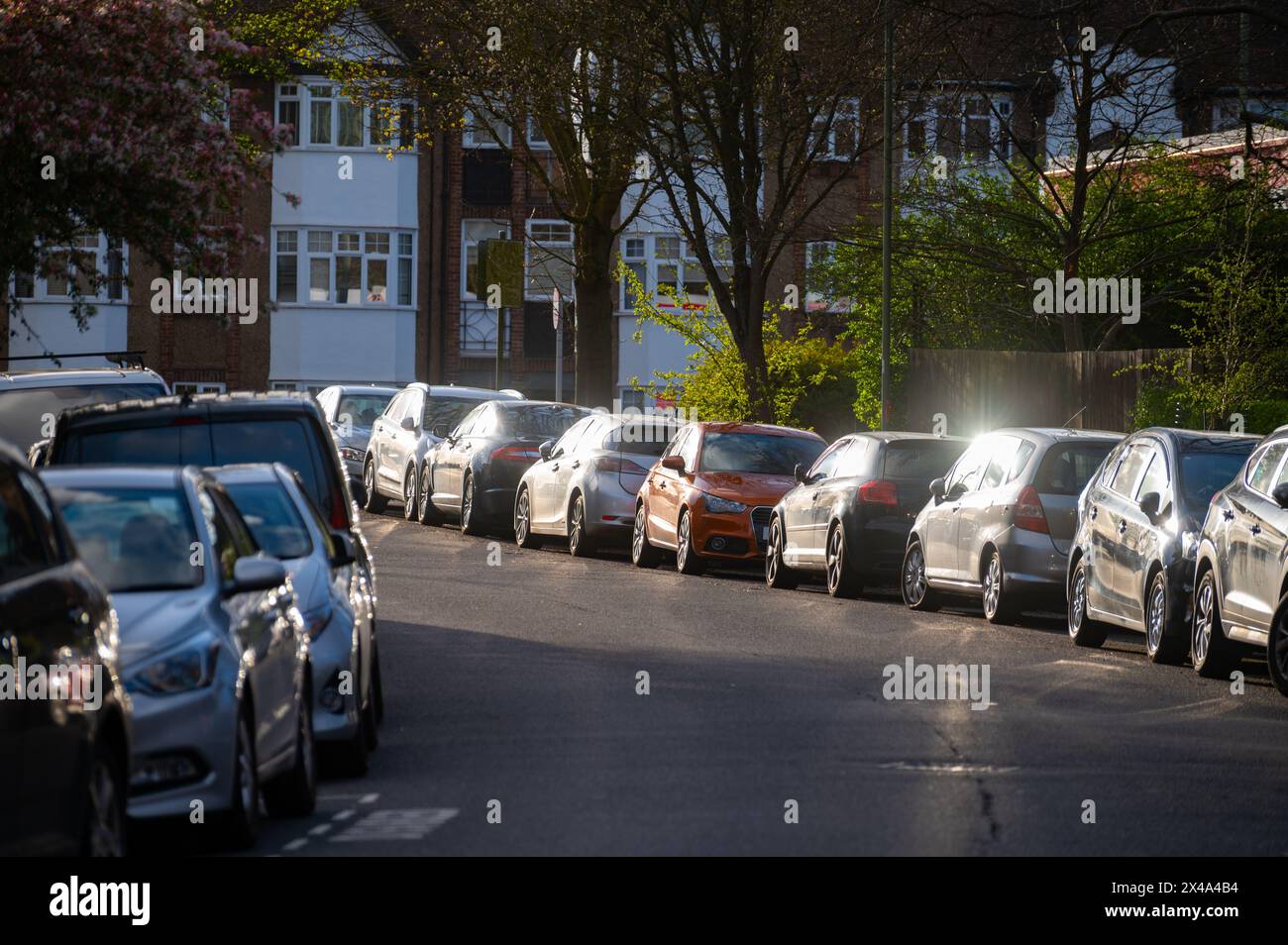 Transportation in London city, driving car and street parking, roads ...