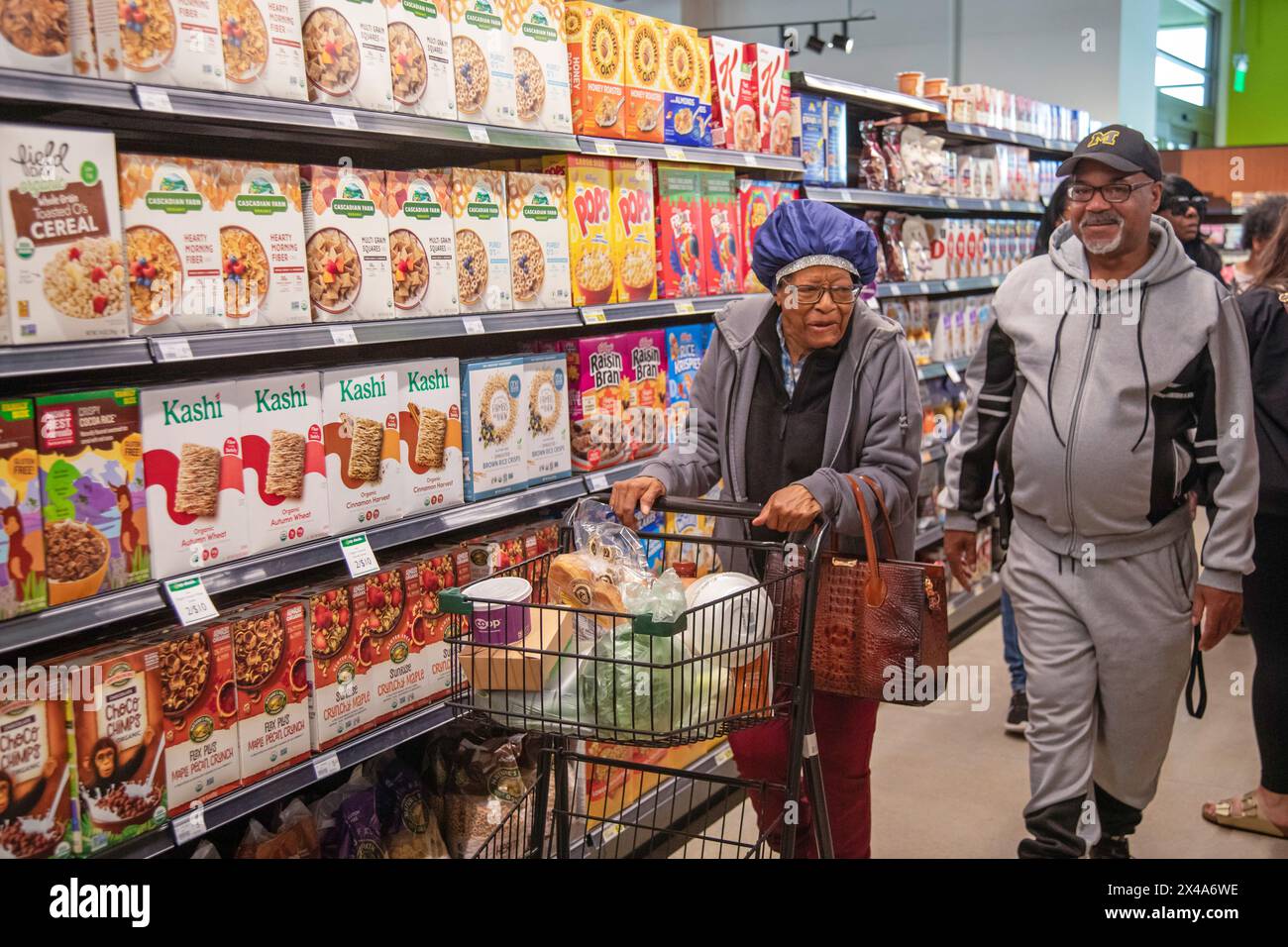 Detroit, Michigan, USA. 1st May, 2024. Grocery shoppers packed the ...