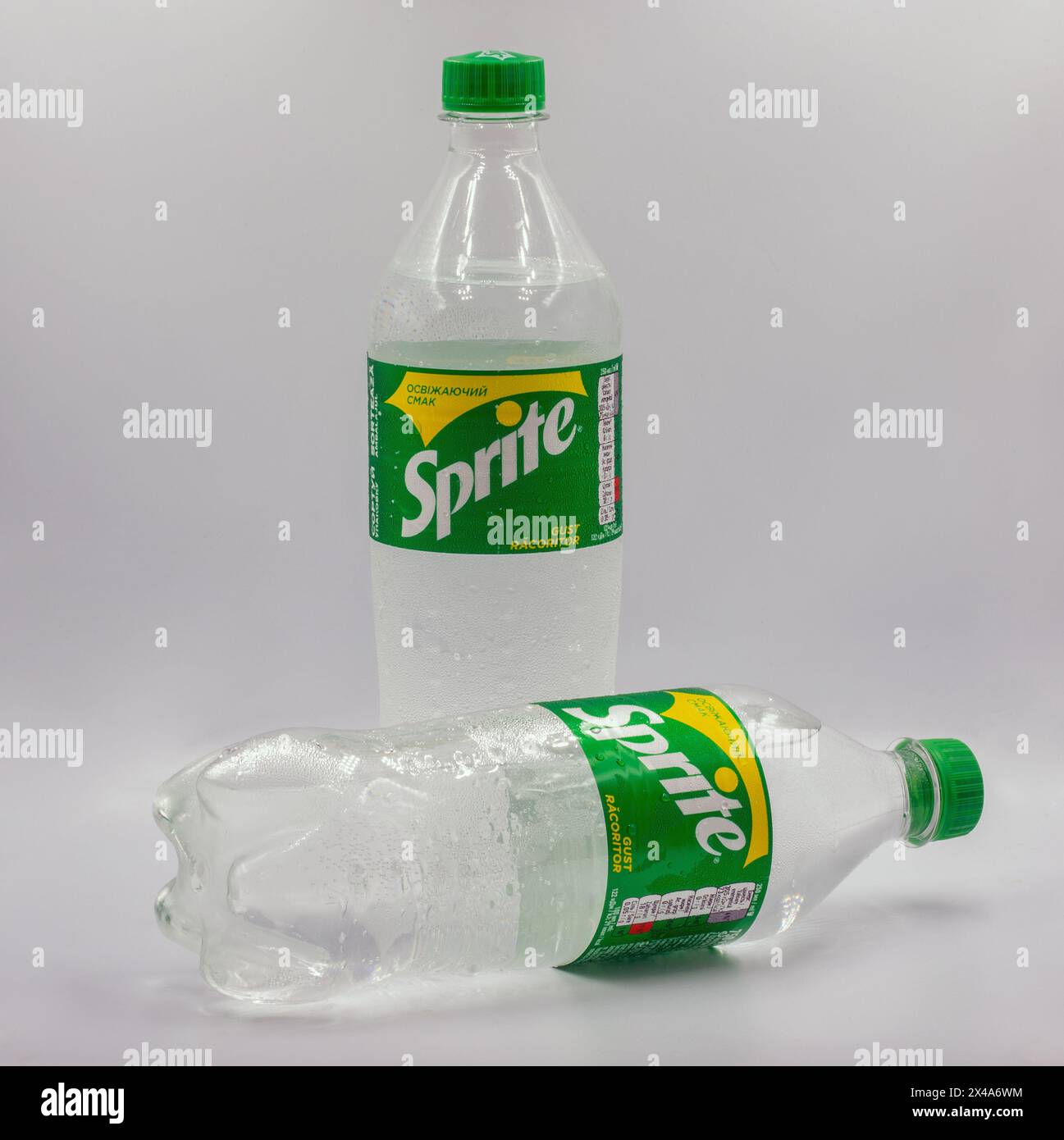 Kyiv, Ukraine - September 16, 2023: Sprite lemon lime sweet soft drink ...
