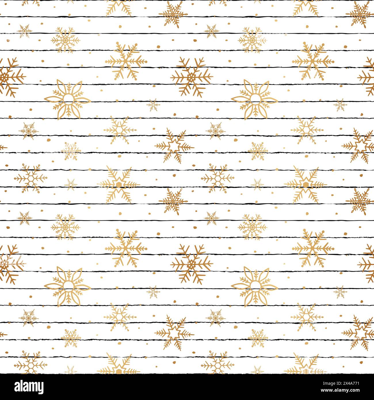 Snowflake seamless pattern. Repeated gold snowflakes on white ...