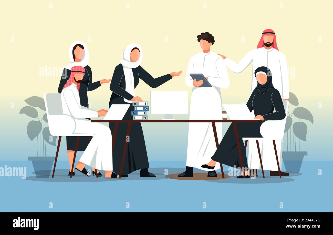 Abaya saudi meeting Stock Vector Images - Alamy