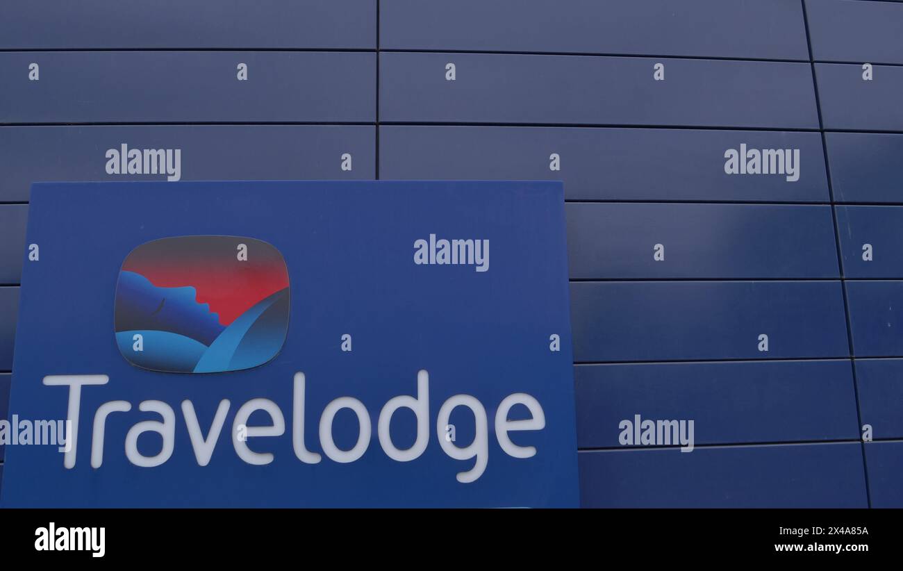 The logo for the Travelodge hotel at Eastleigh, Hampshire Stock Photo ...