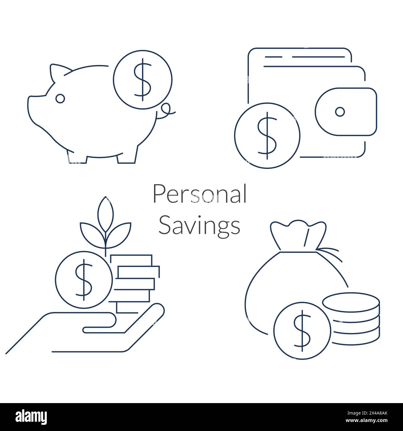 Finance - Personal Savings - Icon Set as EPS 10 File Stock Vector Image ...
