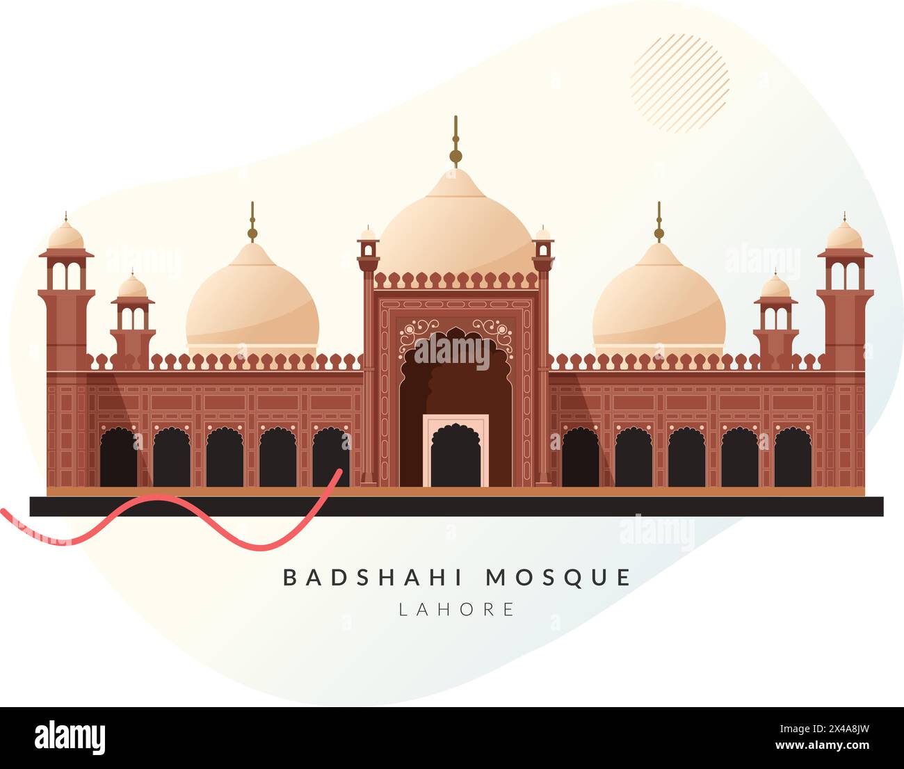 Badshahi Mosque - Lahore - Pakistan - Stock Illustration as EPS 10 File ...