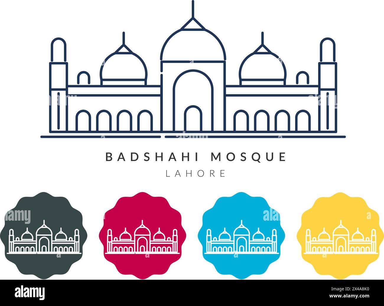 Badshahi Mosque - Lahore - Pakistan - Stock Illustration as EPS 10 File ...