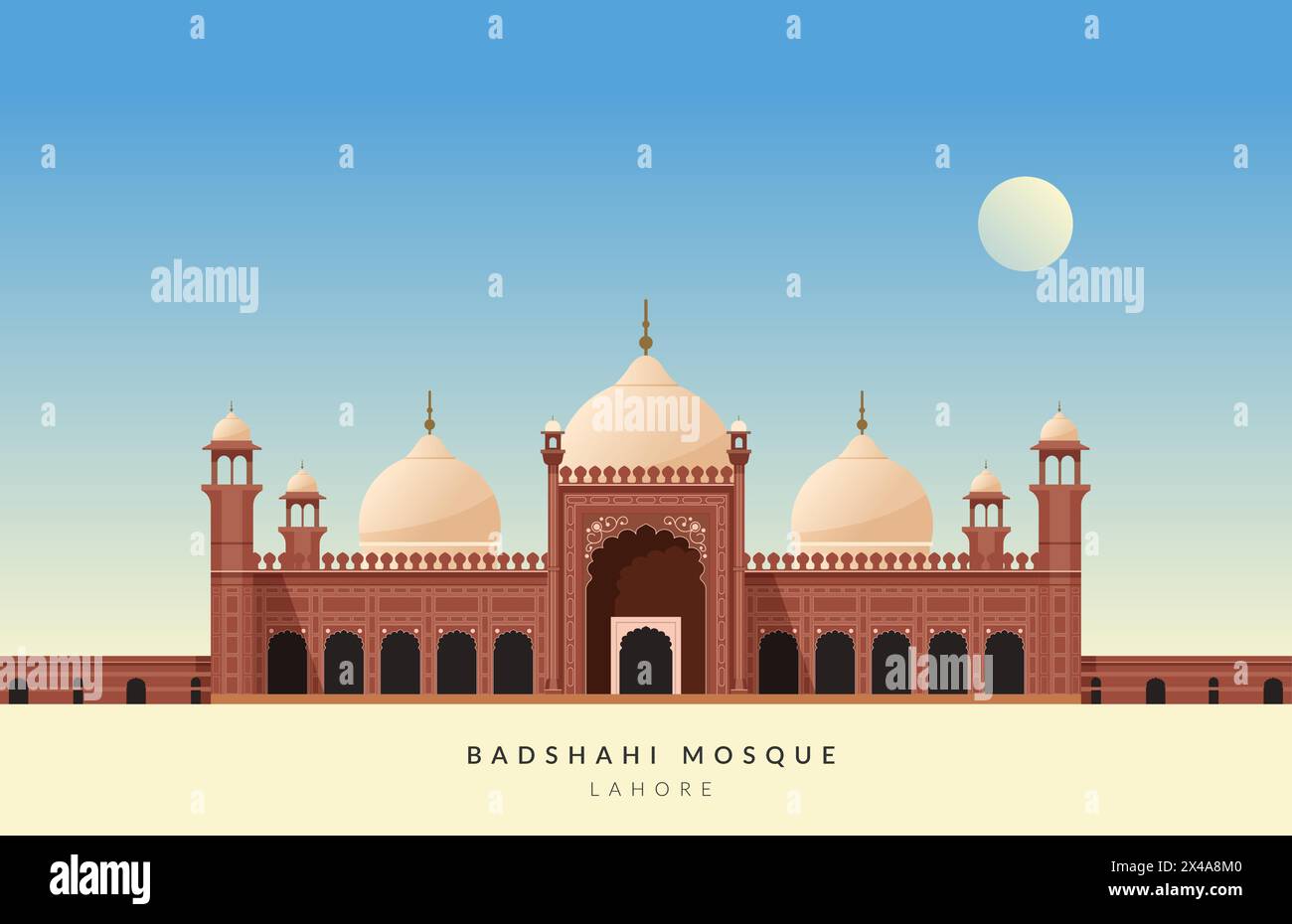 Badshahi Mosque - Lahore - Pakistan - Stock Illustration as EPS 10 File ...