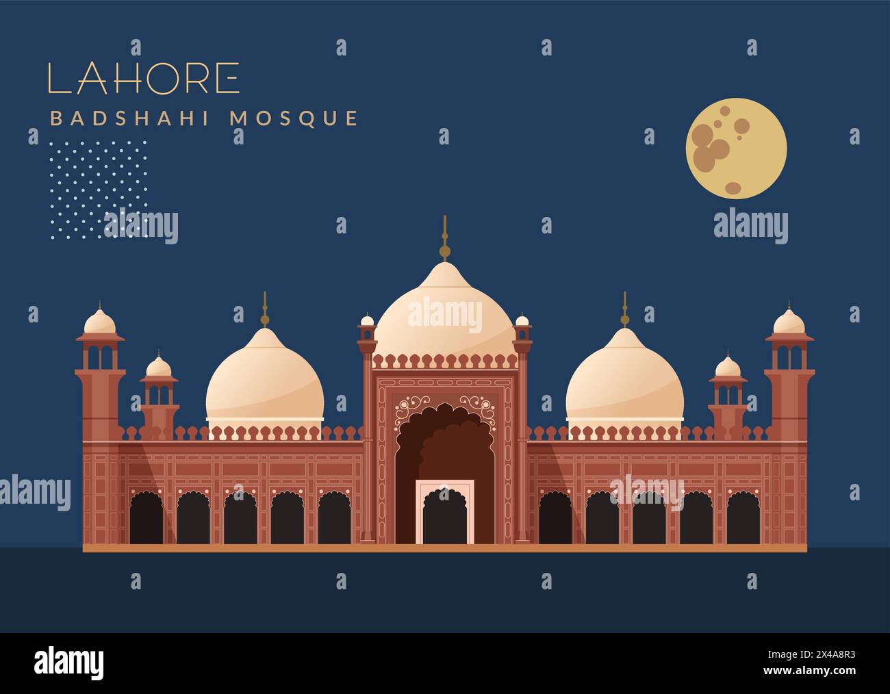 Badshahi Mosque - Lahore - Pakistan - Stock Illustration as EPS 10 File ...