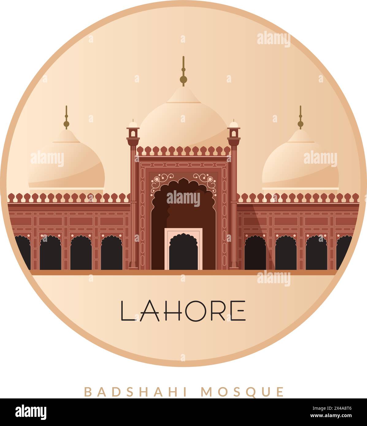 Badshahi Mosque - Lahore - Pakistan - Stock Illustration as EPS 10 File ...