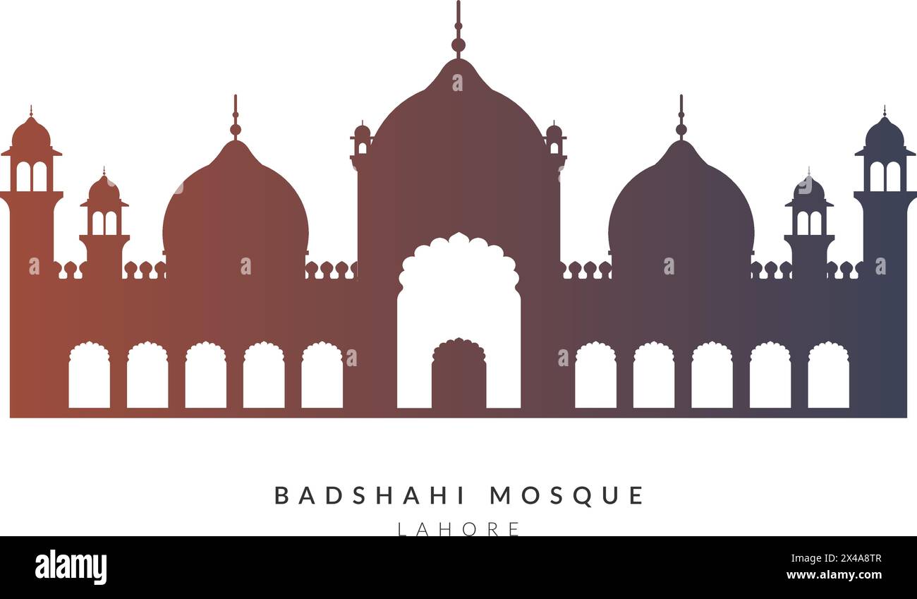 Badshahi Mosque - Lahore - Pakistan - Stock Illustration as EPS 10 File ...