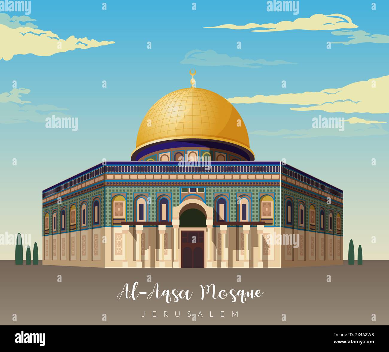 Al-Aqsa Mosque - Jerusalem - Stock Illustration as EPS 10 File Stock ...