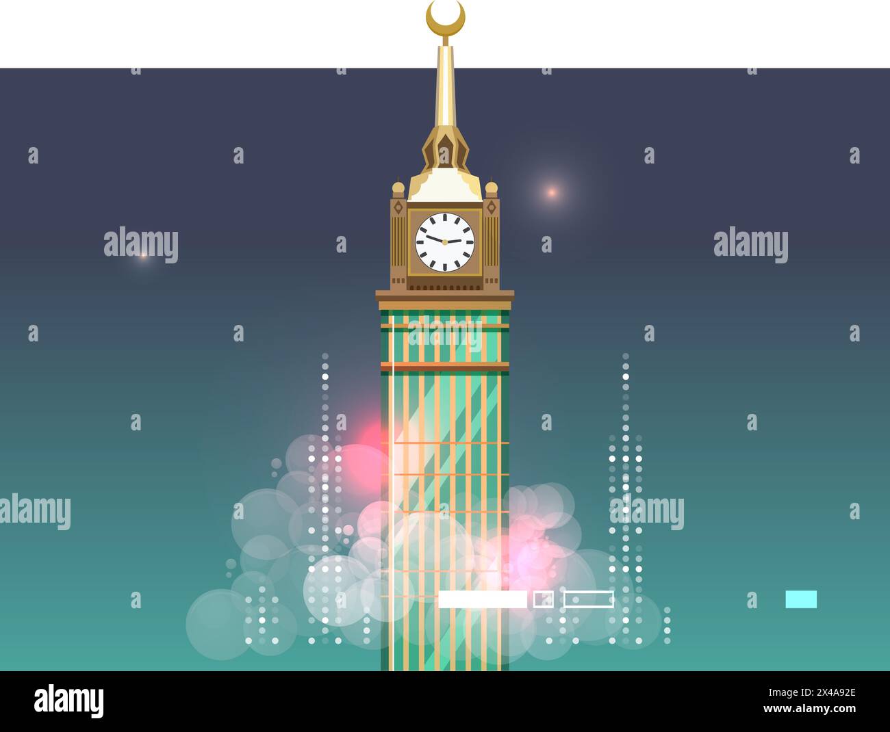 The Clock Towers formally Abraj Al Bait - Mecca Saudi Arabia - Stock Illustration as EPS 10 File ...