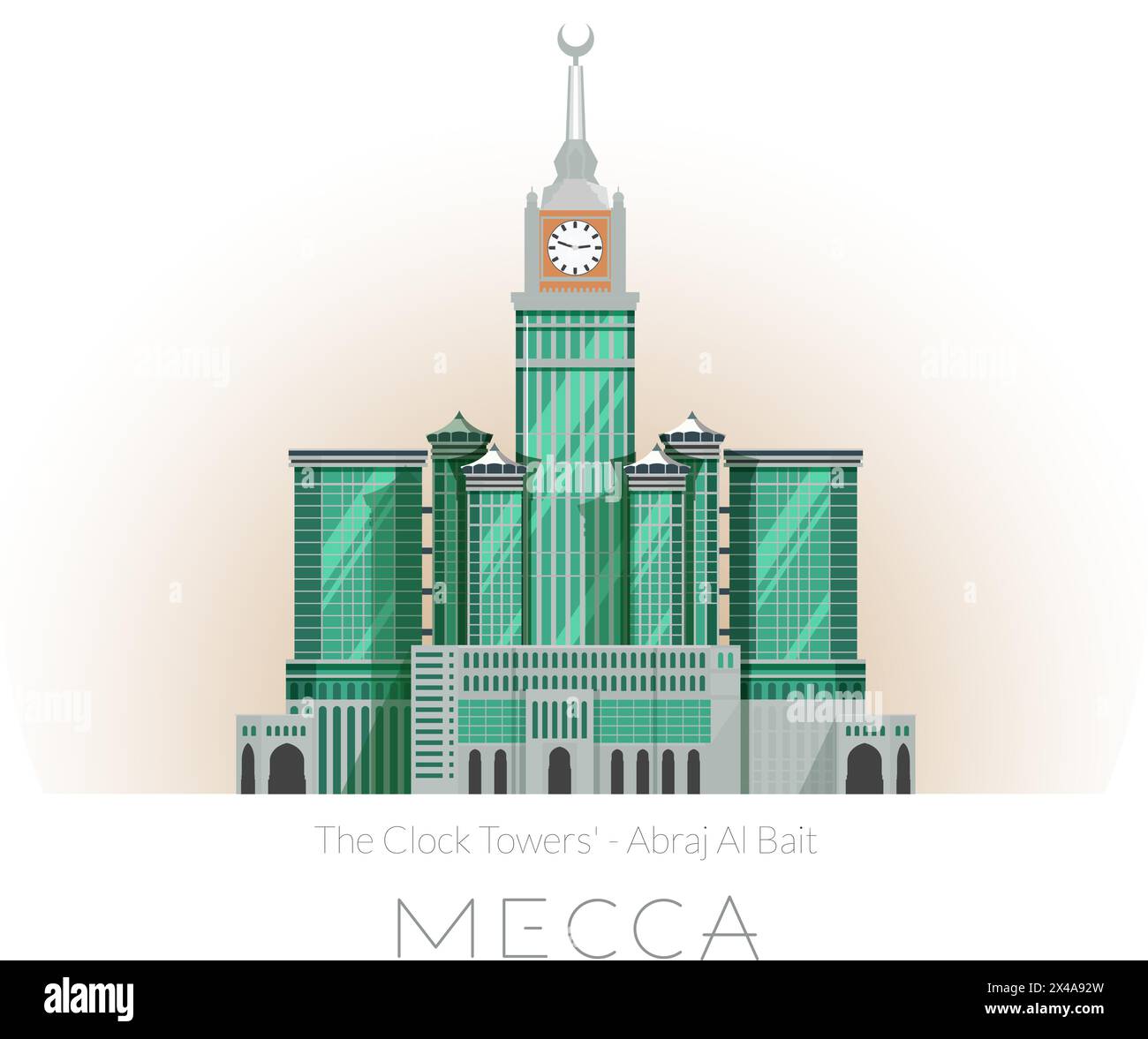 The Clock Towers formally Abraj Al Bait - Mecca Saudi Arabia - Stock Illustration as EPS 10 File ...